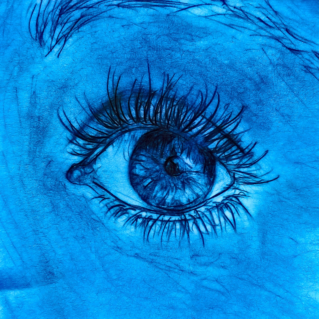Realistic Human Eye Art Print Square Watercolor in Blue - Etsy