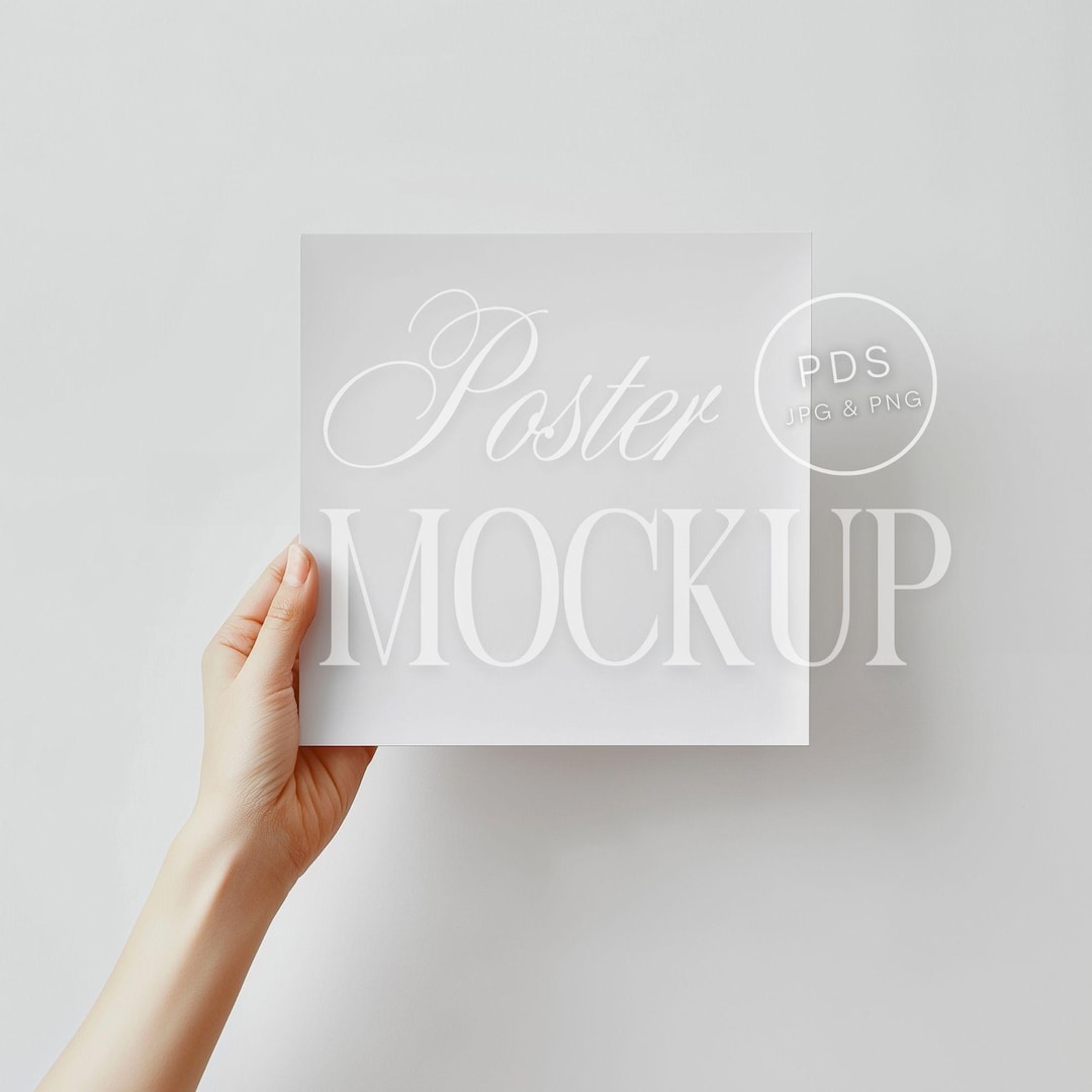 Hand Holding Square Poster Mockup 1x1 Ratio Minimalist Art Print Mockup ...