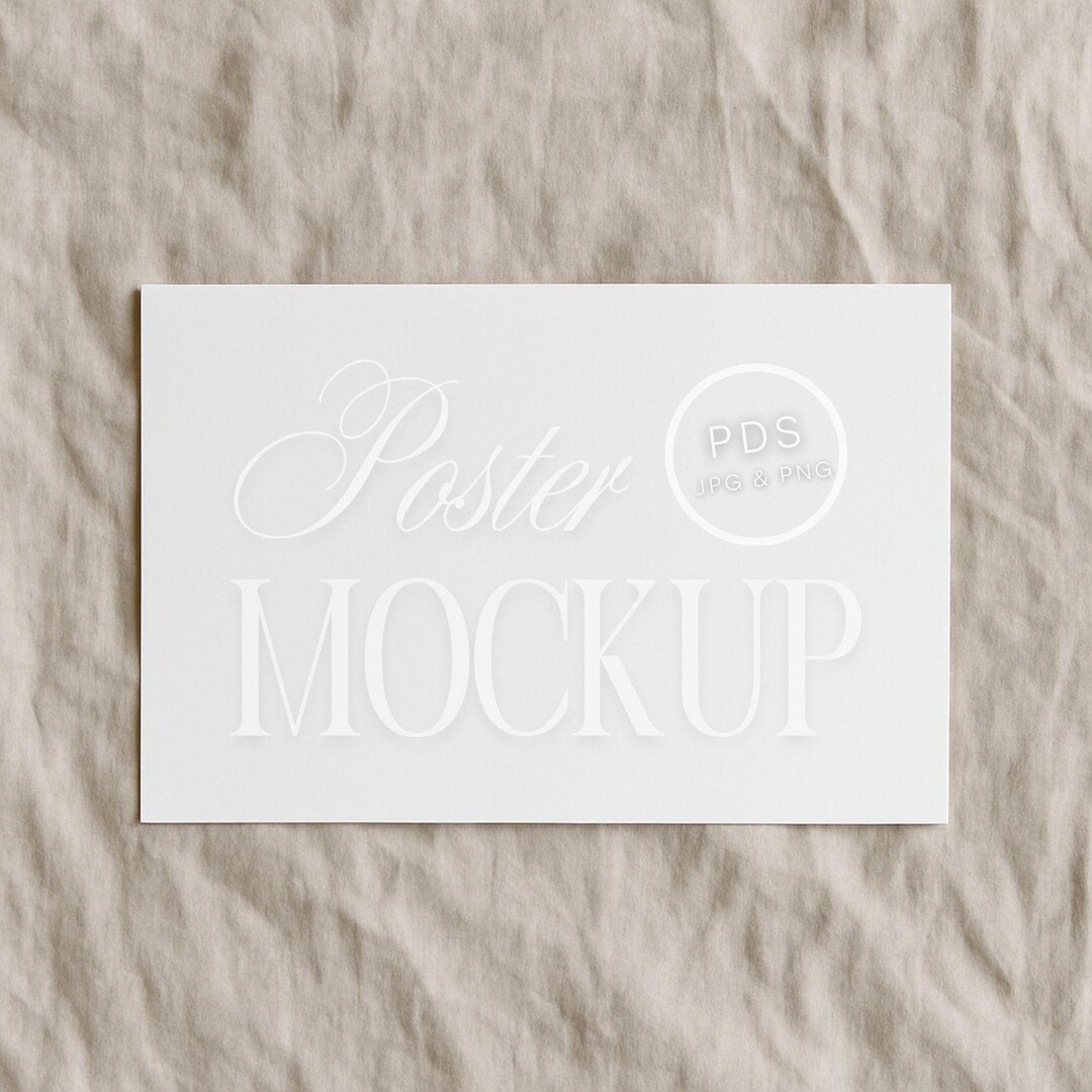Horizontal Poster Mockup 3x2 on Neutral Linen Fabric | Rustic ...