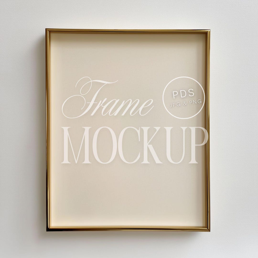 Slim Gold Frame Mockup With Optional Mat Classic Minimalist Elegant ...