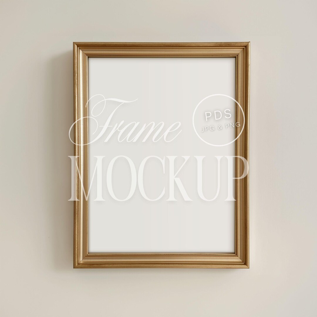 Gold Frame Mockup Simple Antique Vintage Style White Wall 3x4 Ratio ISO ...