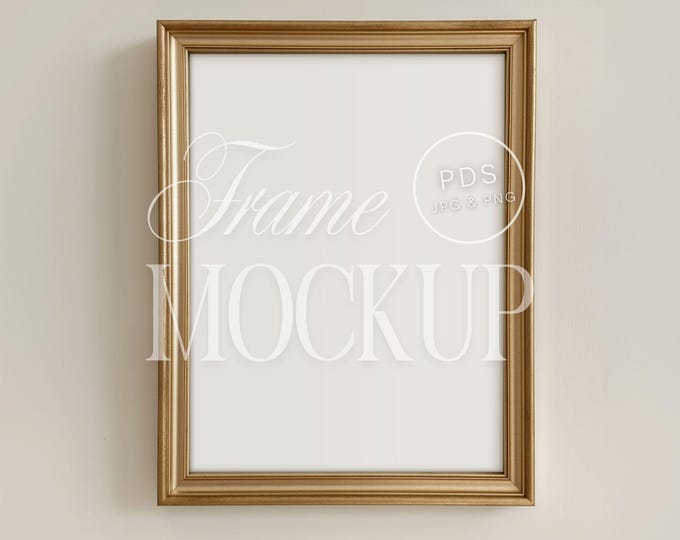 Gold Frame Mockup Simple Antique Vintage Style White Wall 3x4 Ratio ISO ...