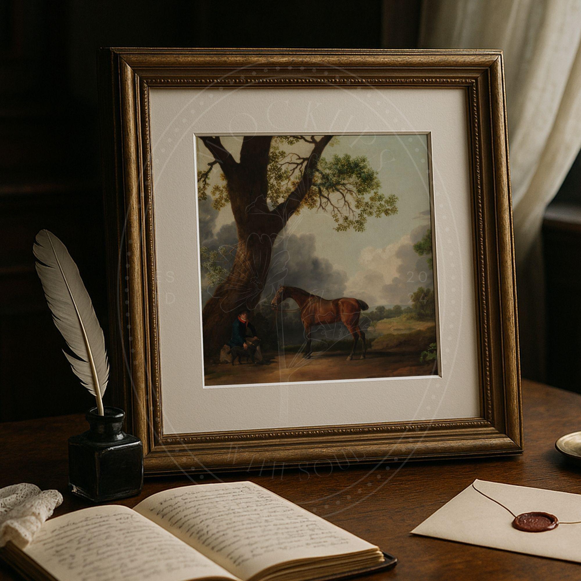 Dark Academia Frame Mockup Old World Vintage Desk | Square Gold Picture ...