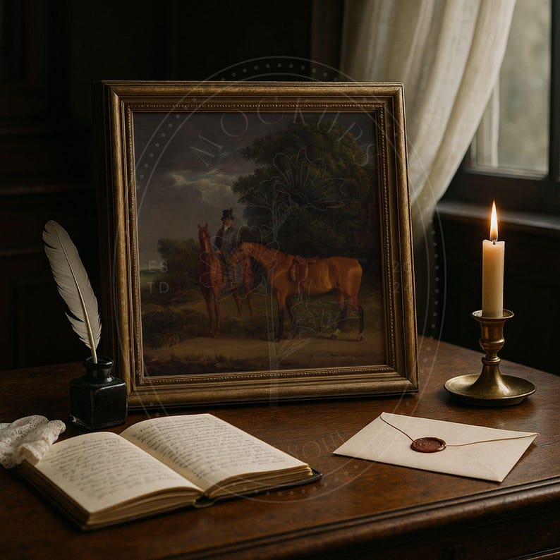 Dark Academia Frame Mockup Old World Vintage Desk | Square Gold Picture ...