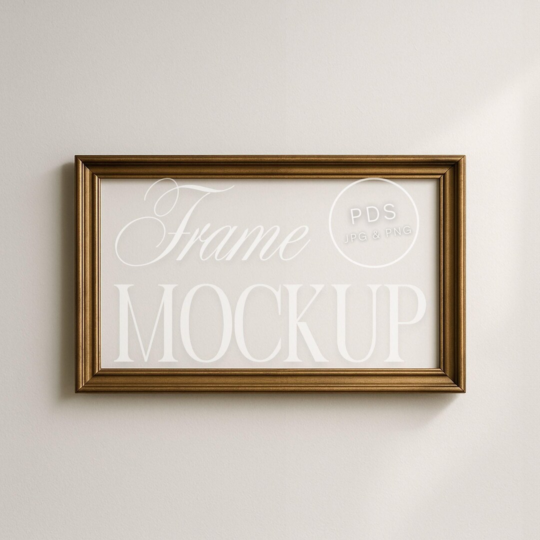 Gold Frame Mockup 16x9 Ratio Horizontal Poster Mockup Wall Art Frame ...
