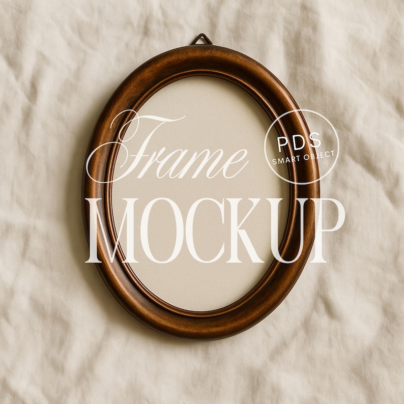 Vintage Wood Oval Frame Mockup | Rustic Wall Art PSD Template (3x4) - Etsy