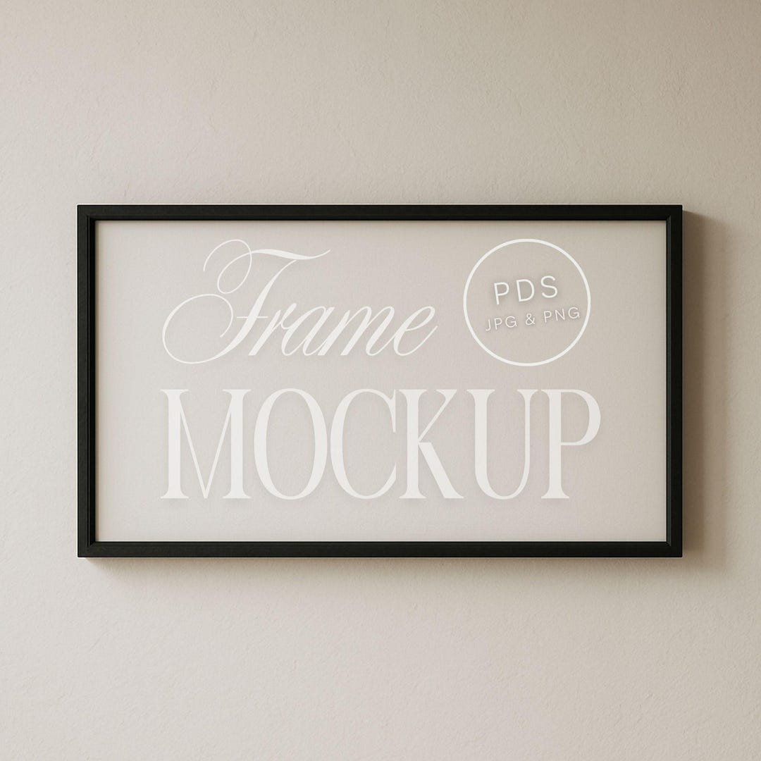 Black Frame Mockup 16x9 Ratio Landscape Poster Display Minimal Wall Art ...