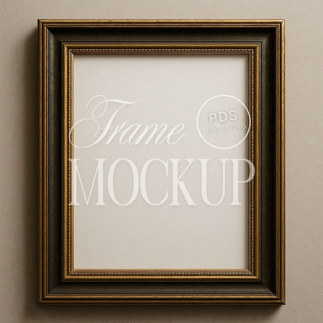 Dark Academia Frame Mockup 4x5 Antique Gold Frame PSD JPG for Printable ...