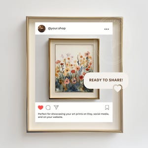 Slim Gold Frame Mockup With Optional Mat Classic Minimalist Elegant ...