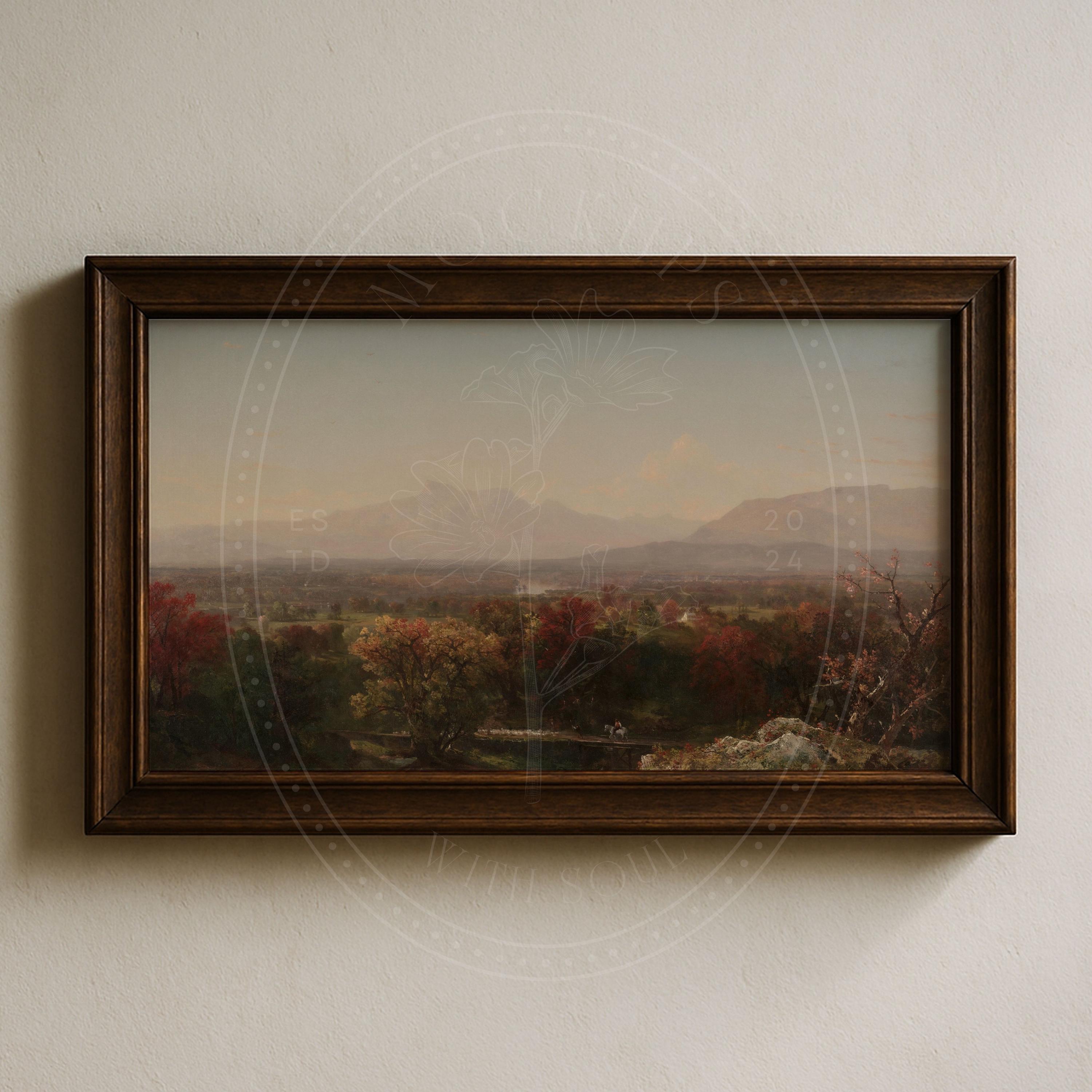 Dark Wood Frame Mockup 16x9 Horizontal With Mat Option Realistic Wall ...