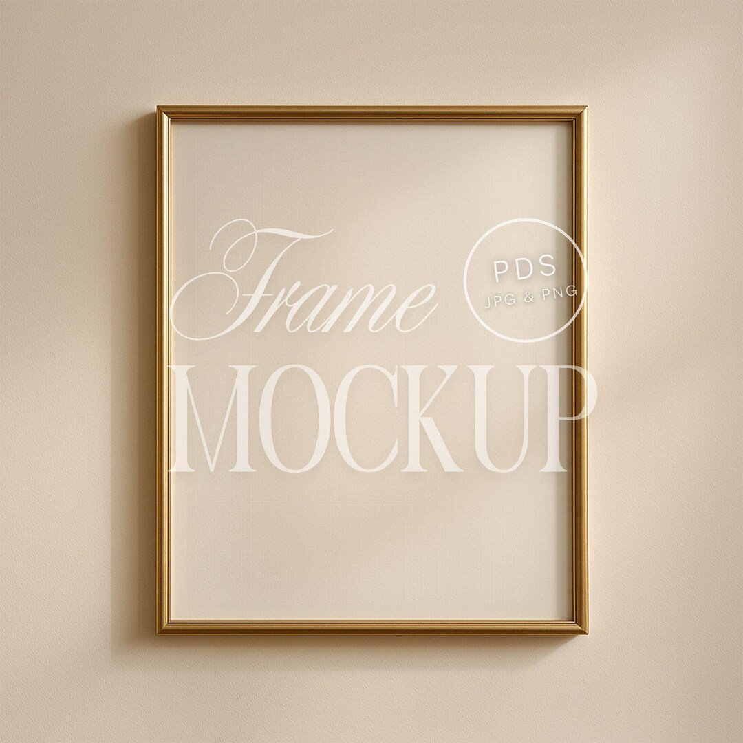 Slim Gold Frame Mockup 4x5 Ratio or 3x4 With Picture Mat | Neutral ...