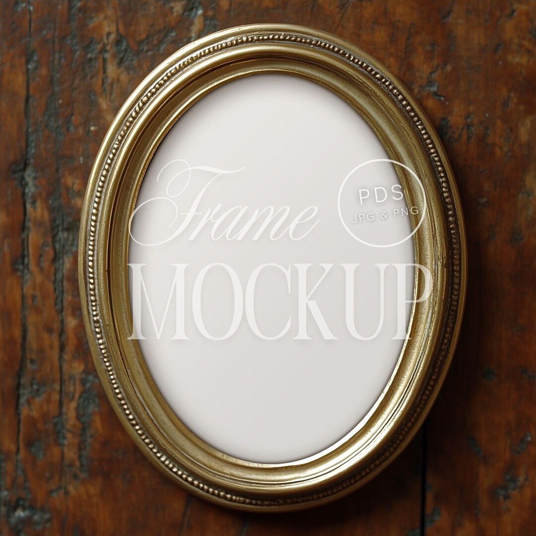 Gold Oval Frame Mockup 3x4 Vintage Wall Art Display Rustic Farmhouse ...