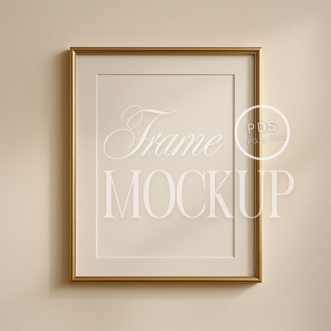 Slim Gold Frame Mockup 4x5 Ratio or 3x4 With Picture Mat | Neutral ...