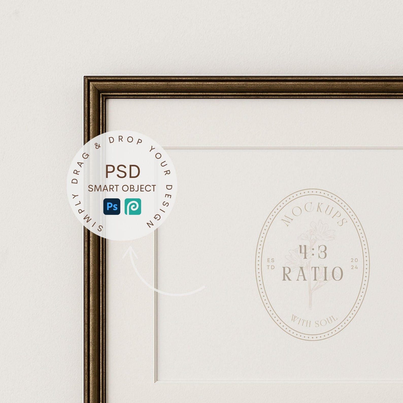 Horizontal Frame Mockup 5x4 With Optional Mat 4x3 Ratio L Classic Wall ...