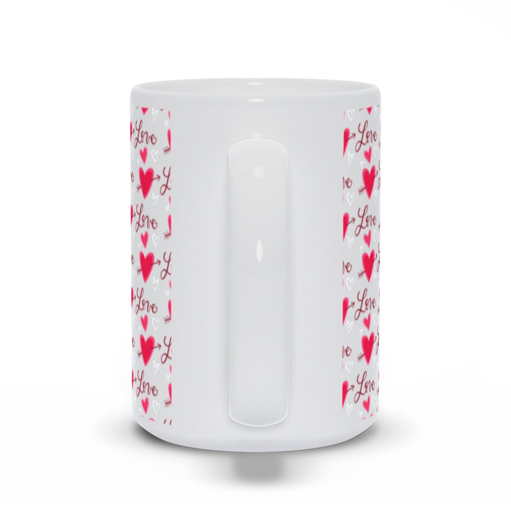 Mug With Hearts and Love Pattern - Etsy