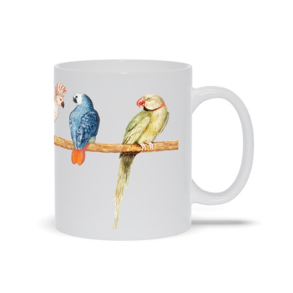 Mug With Colorful Parrot Design | Etsy