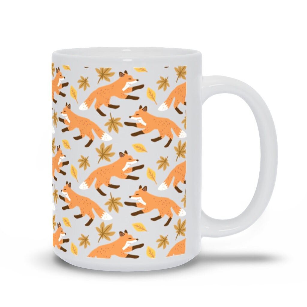 Mug With Fox Pattern - Etsy