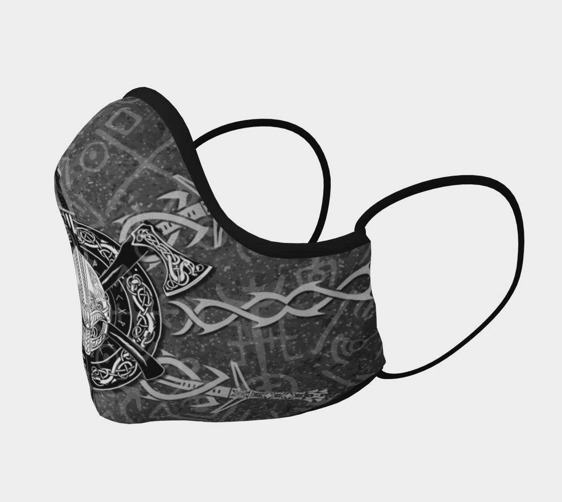 Viking Mask With Sword and Viking Axes on Rune Background Love Vikings ...