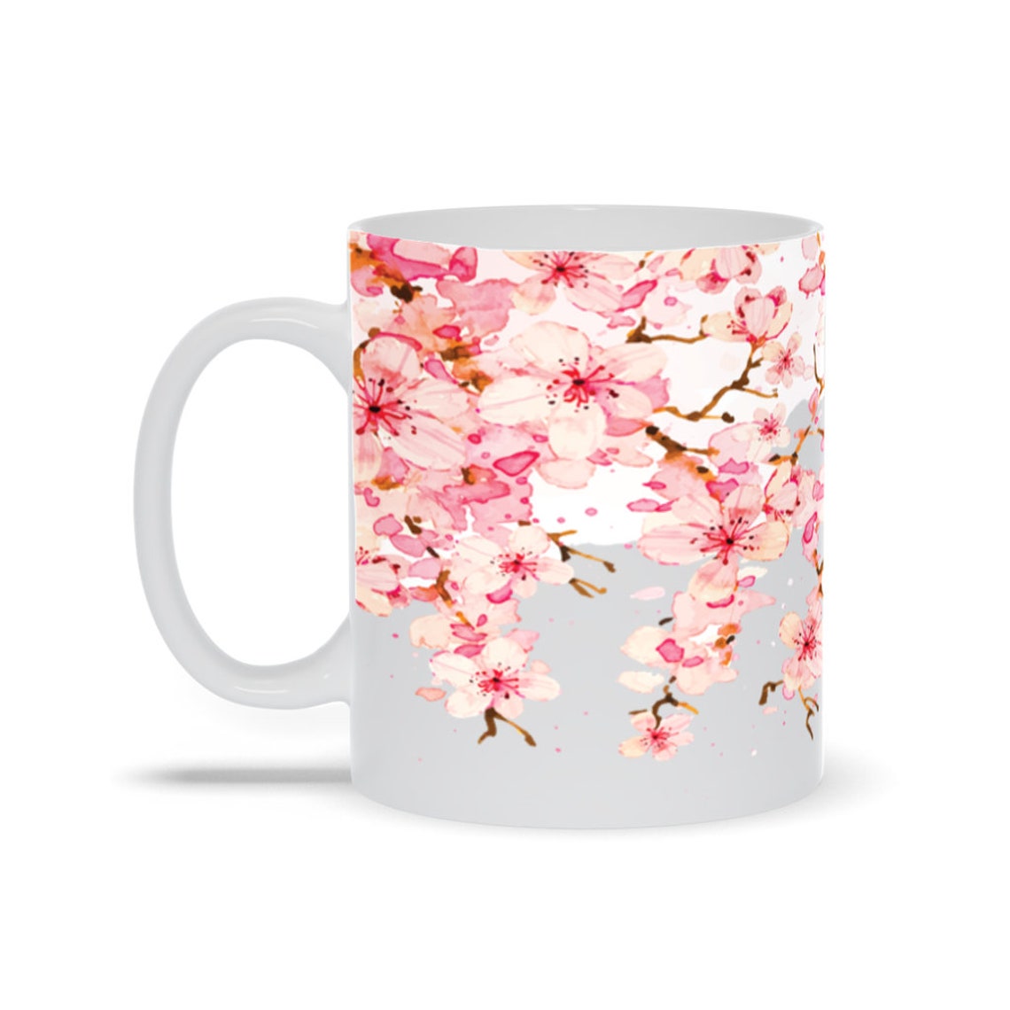 Mug With Watercolor Cherry Blossom Design | Etsy