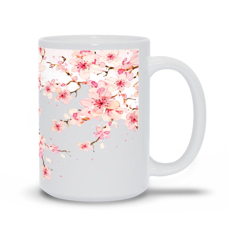 Mug With Watercolor Cherry Blossom Design - Etsy