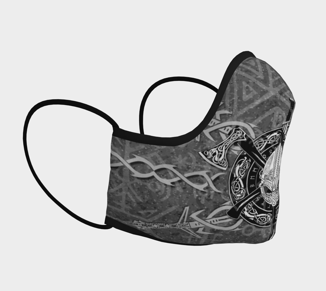 Viking Mask With Sword and Viking Axes on Rune Background Love Vikings ...