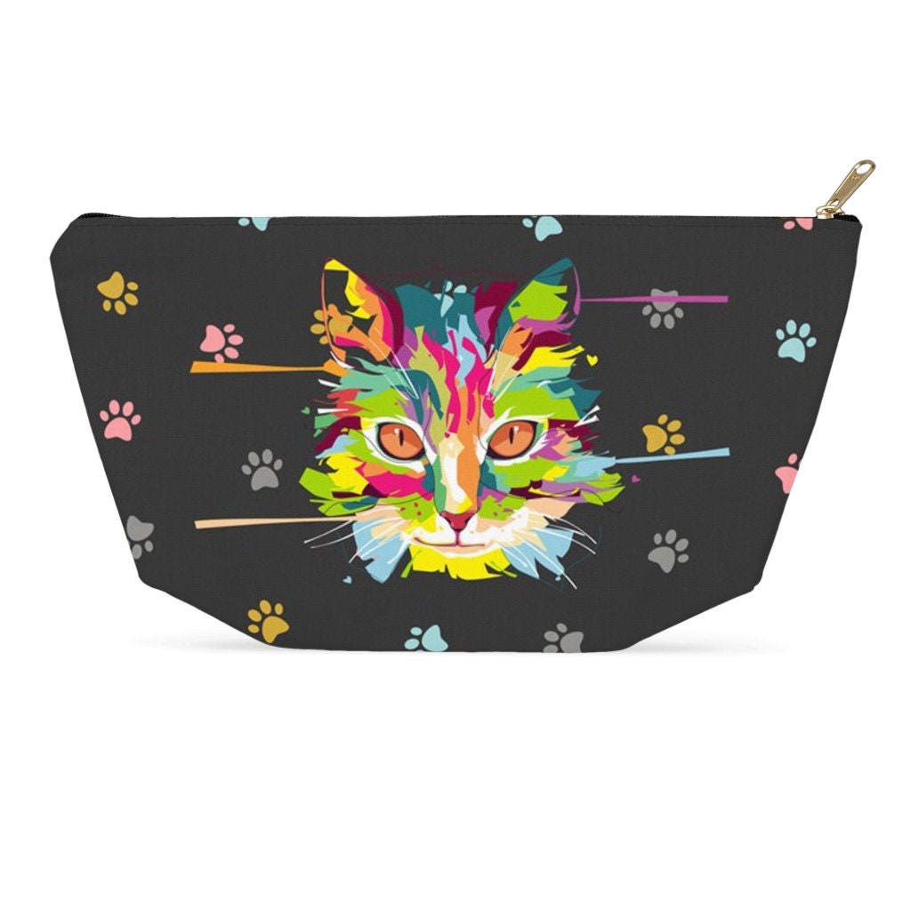 Accessory Pouches With Colorful Cat Image Perfect Gift for a Cat Lover ...