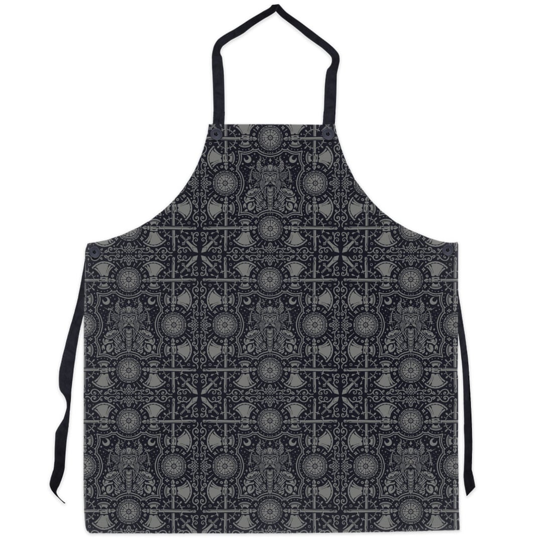 Black Apron With Viking Warrior Pattern Design - Etsy