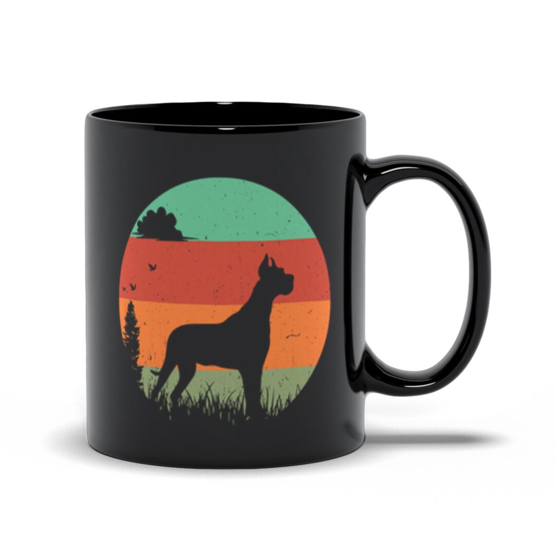 Black Mugs With Retro Great Dane Design - Etsy