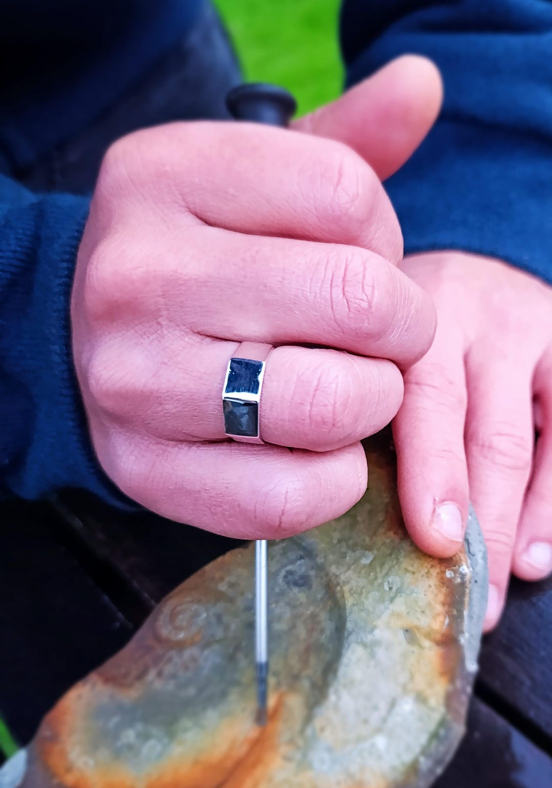 Modern Hexagon Nut Sterling Silver Ring | Handmade Unisex Geometric ...