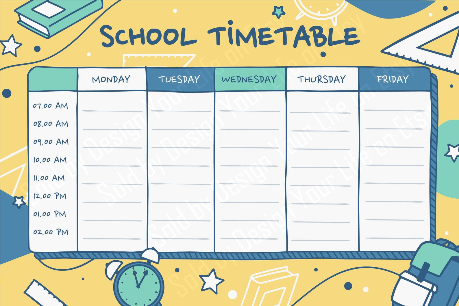 Kids School Timetable - Etsy
