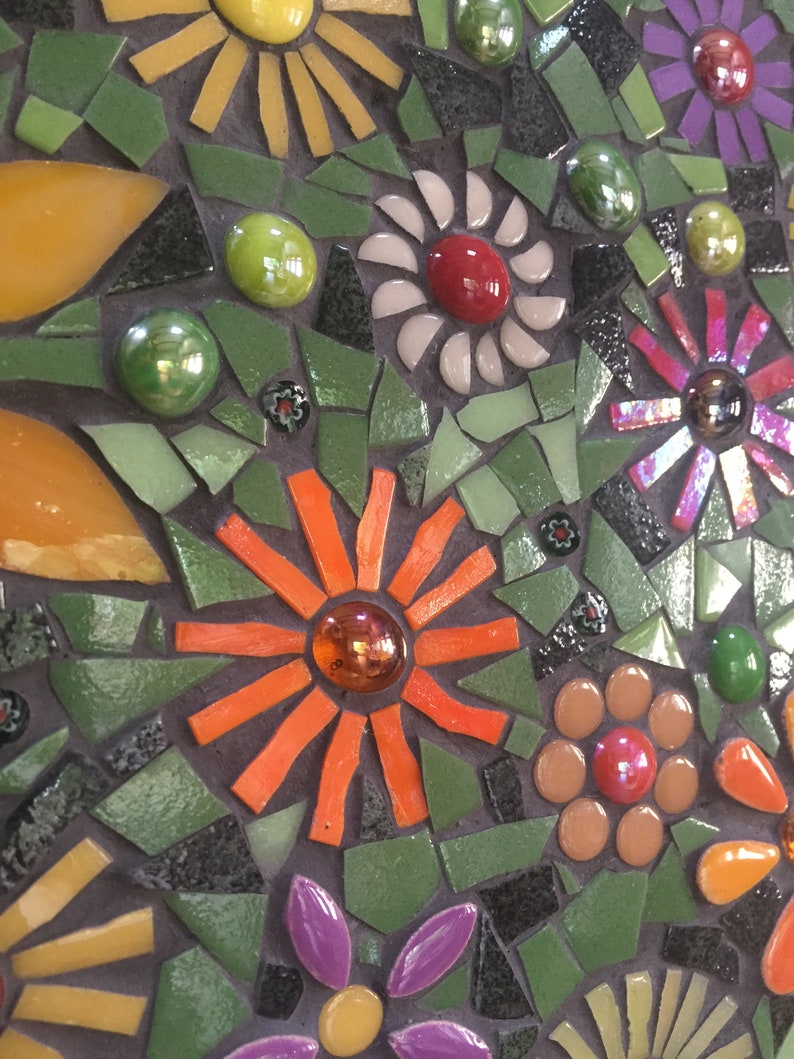 Flower Mosaic Wall Art Bright Floral Wall Art Flower Mosaic - Etsy