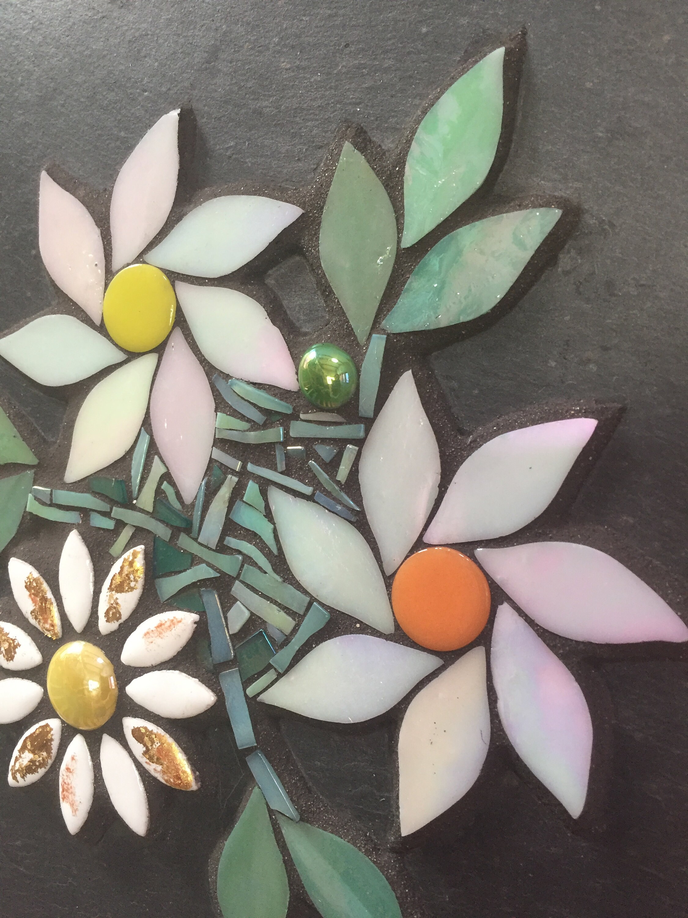 Garden Decor Hanging Wall Art Flowers on Slate Cut Stained - Etsy