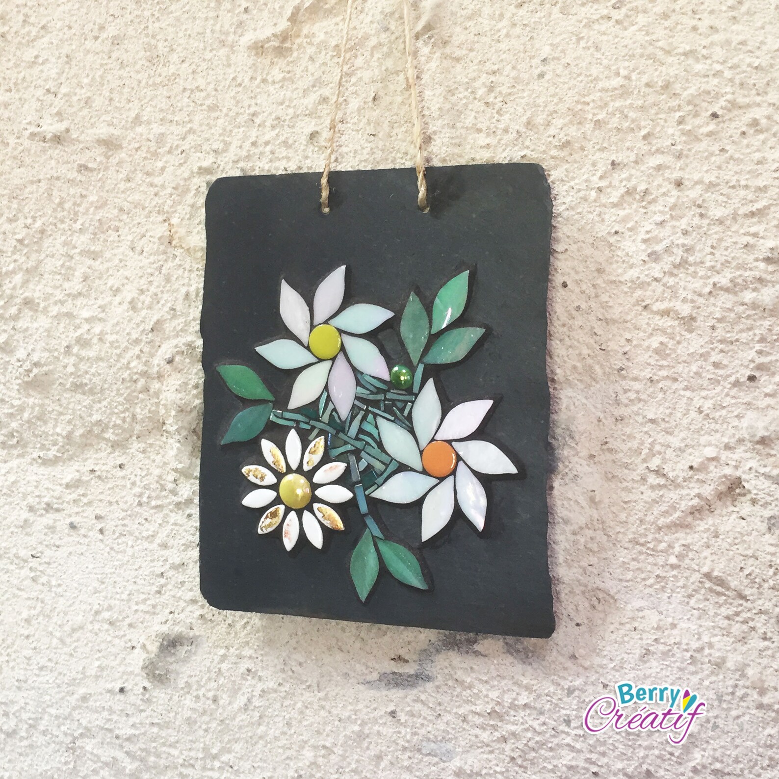 Garden Decor Hanging Wall Art Flowers on Slate Cut Stained - Etsy