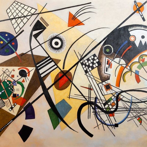 Transverse Line Wassily Kandinsky Reproduction, Hand-painted in Oil on ...