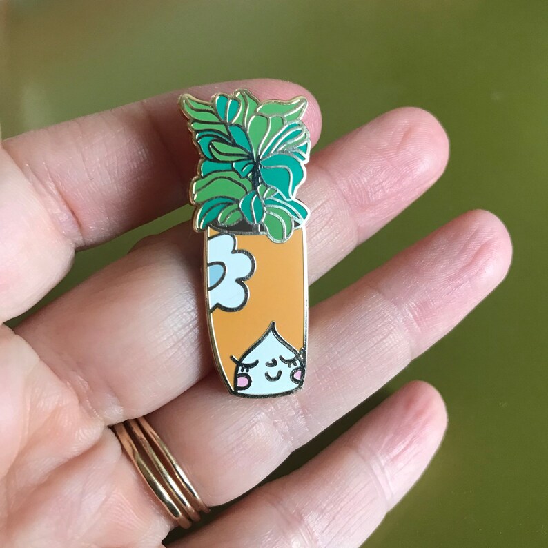 Plant Enamel Pin Orange Planter Midcentury Modern Plant | Etsy