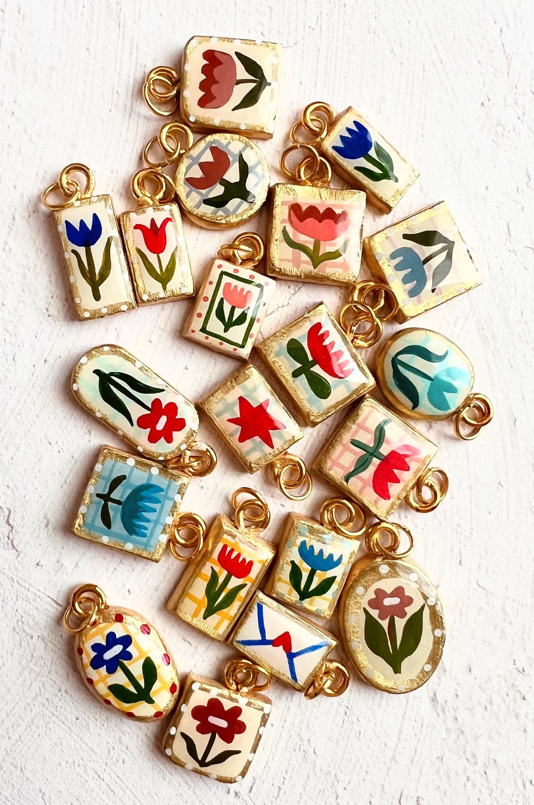 Charm Only Tiny Clay Charm Necklace, Ceramic Charms, Handmade and Hand ...