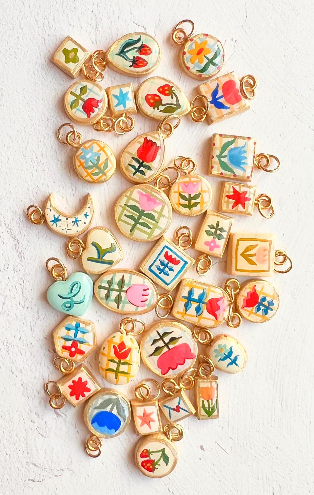 Charm Only Tiny Clay Charm Necklace, Ceramic Charms, Handmade and Hand ...