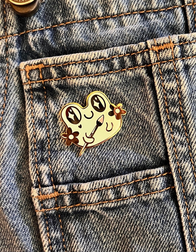 Painting Frog Hard Enamel Pin, Gold Finish - Etsy