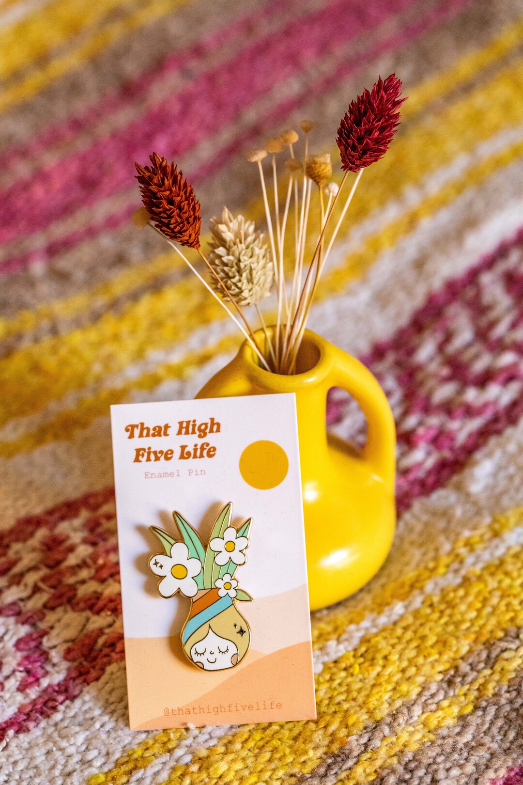 Plant Pin | Cute Enamel Pin | Vase With Face | Daisy Pin - Etsy
