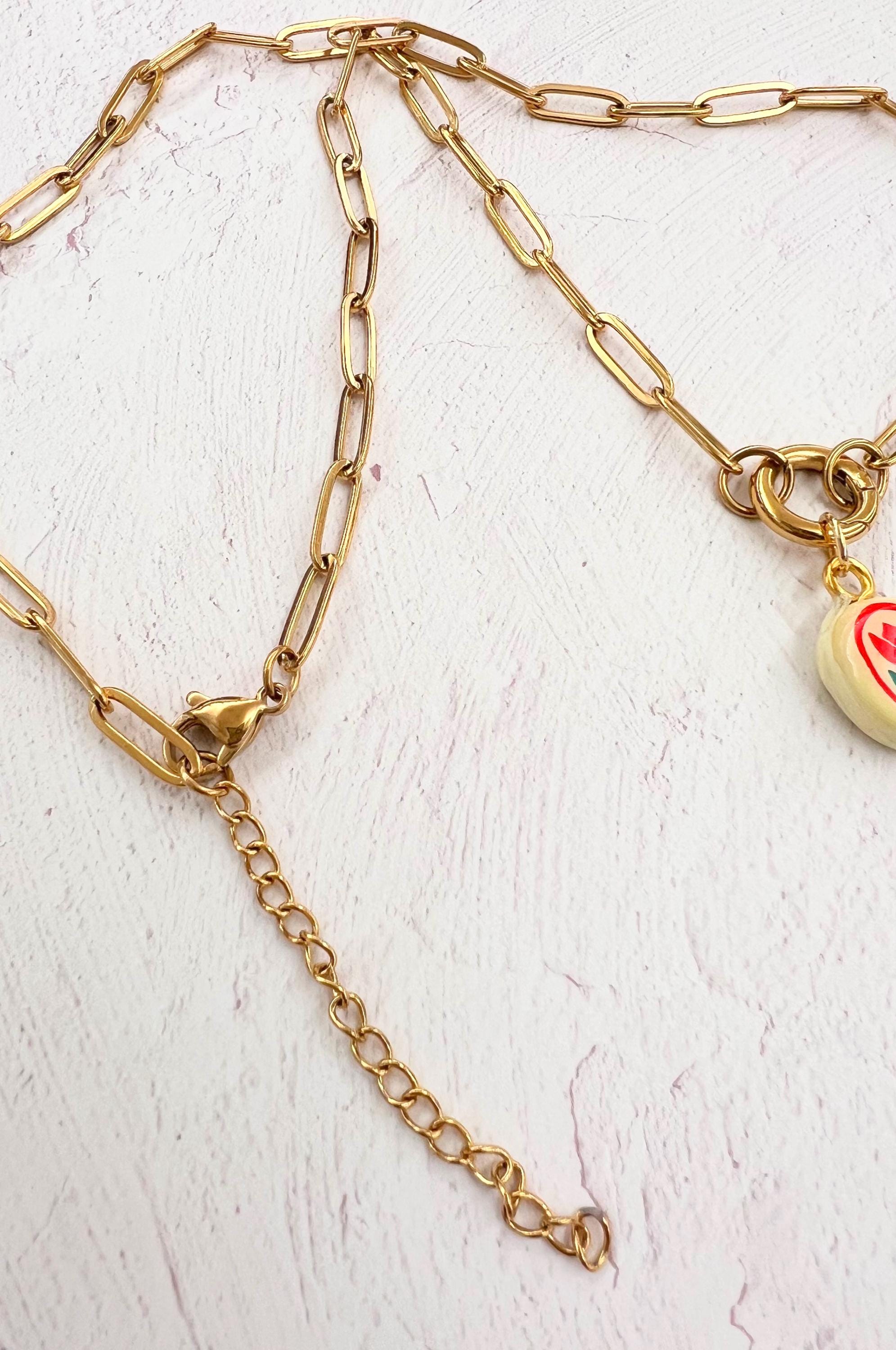 Gold Paper Clip Necklace With Handmade Charm - Etsy