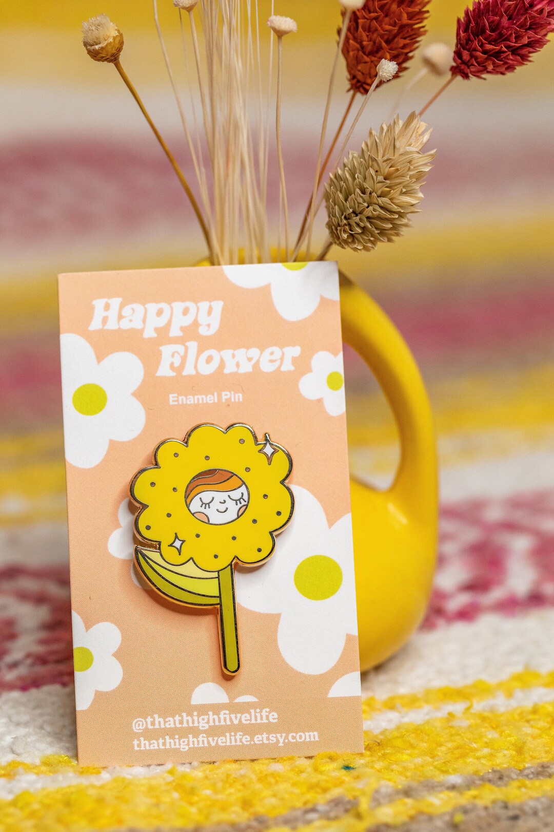 Flower Enamel Pin Flower Pin Cute Flower Pin Flower Lapel Pin Kawaii ...