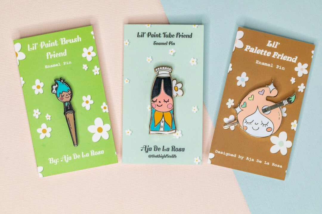 Pack of Three Pins Deal Paintbrush Enamel Pin Palette Enamel Pin Art ...
