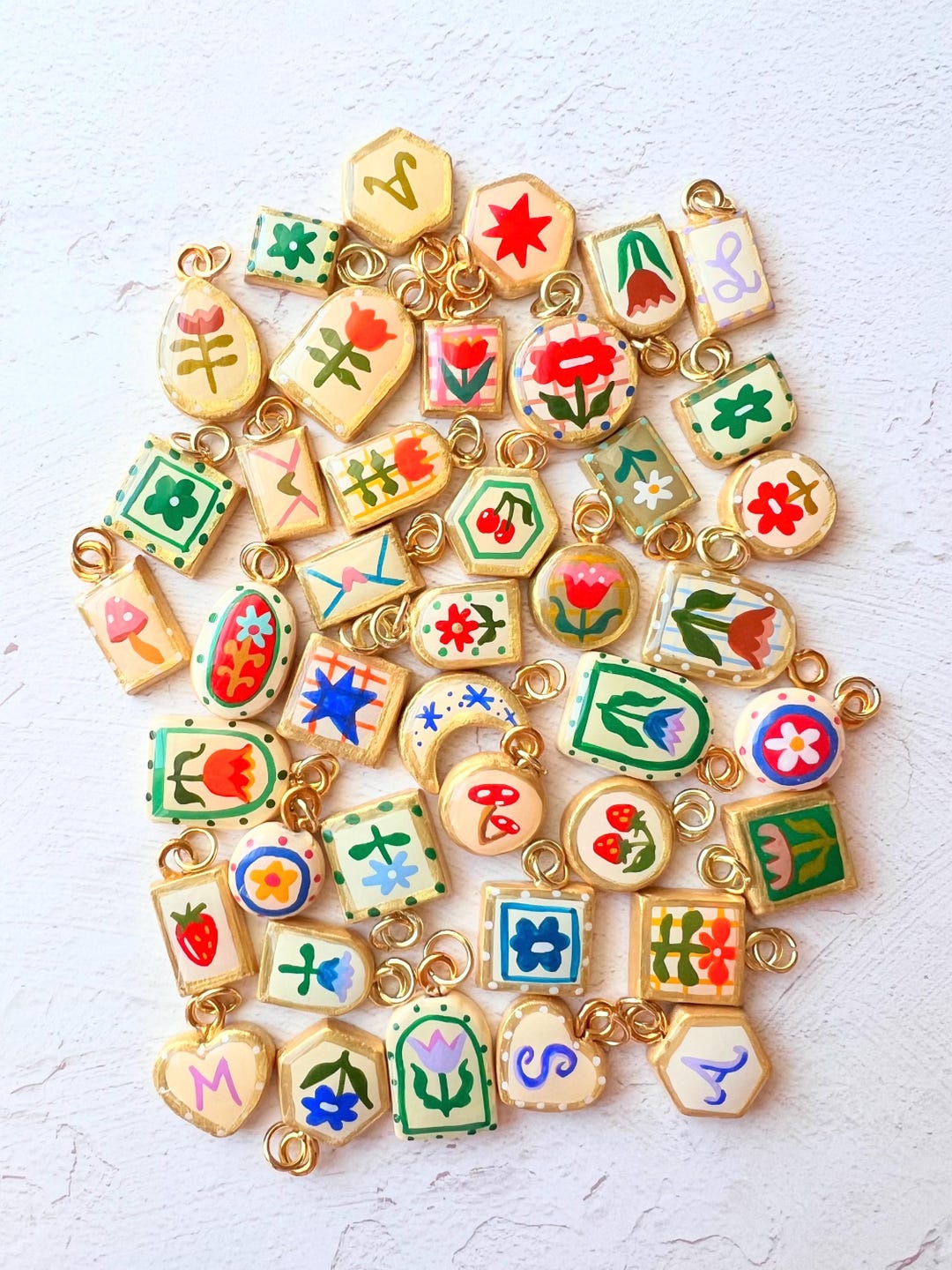 Charm Only Tiny Clay Charm Necklace, Ceramic Charms, Handmade and Hand ...