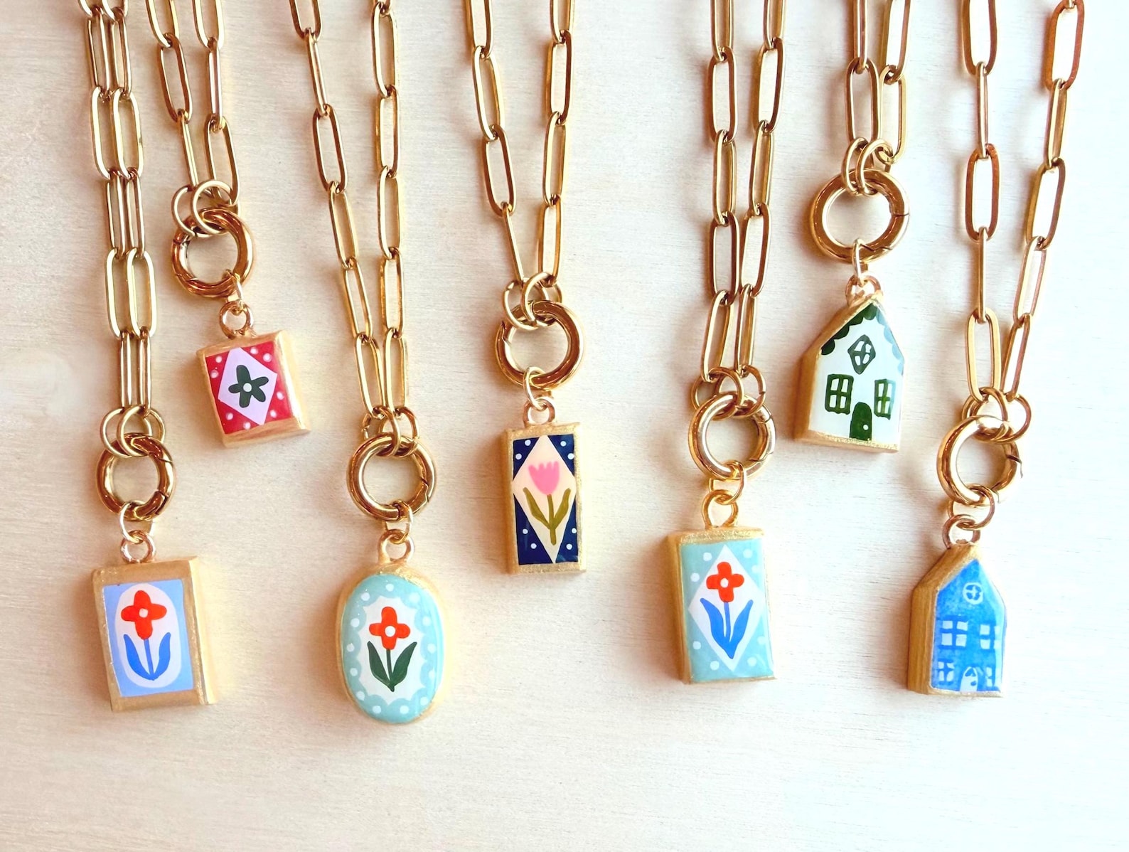 Gold Paper Clip Necklace With Handmade Charm - Etsy