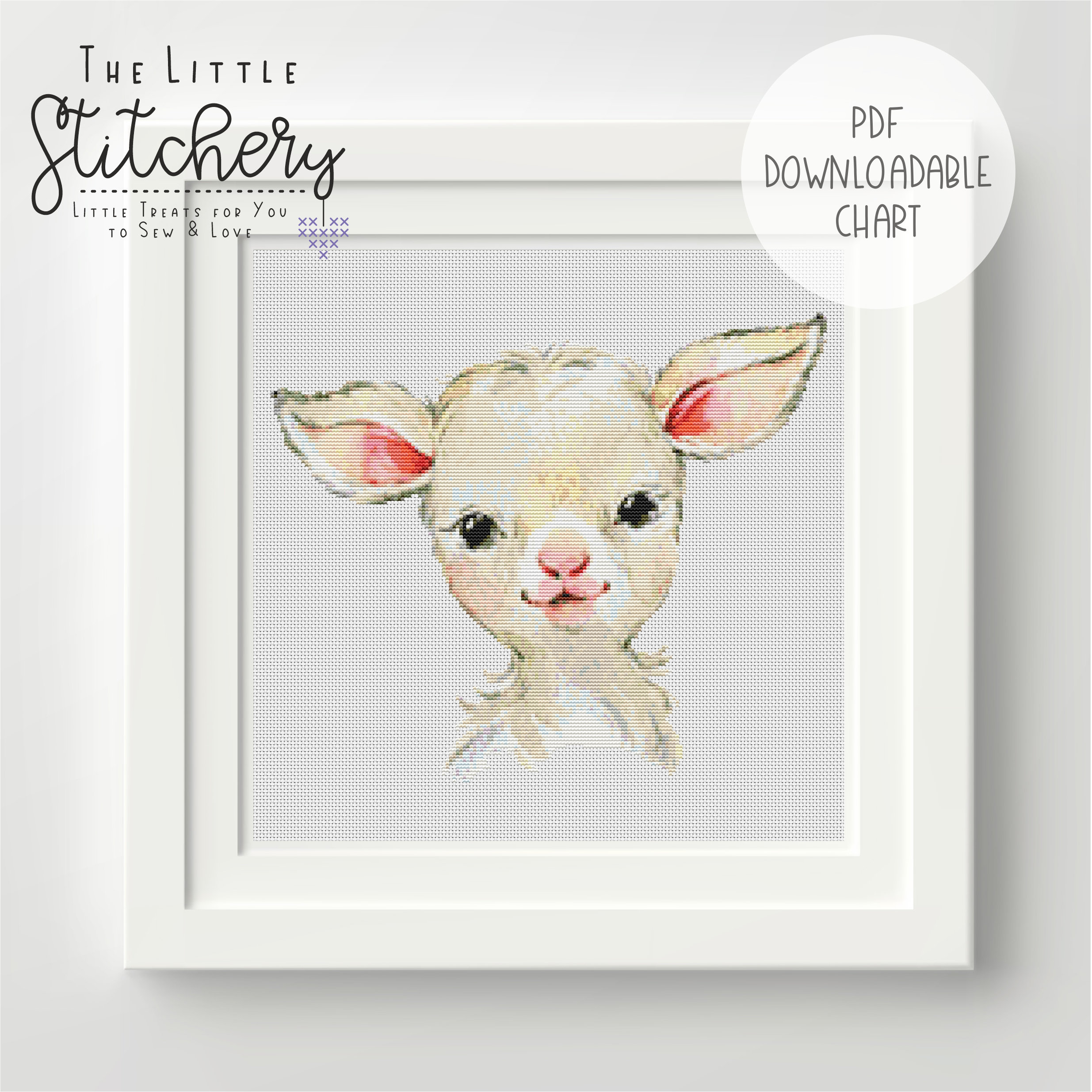 White Lamb Downloadable Cross Stitch Chart - PDF Pattern, Digital ...