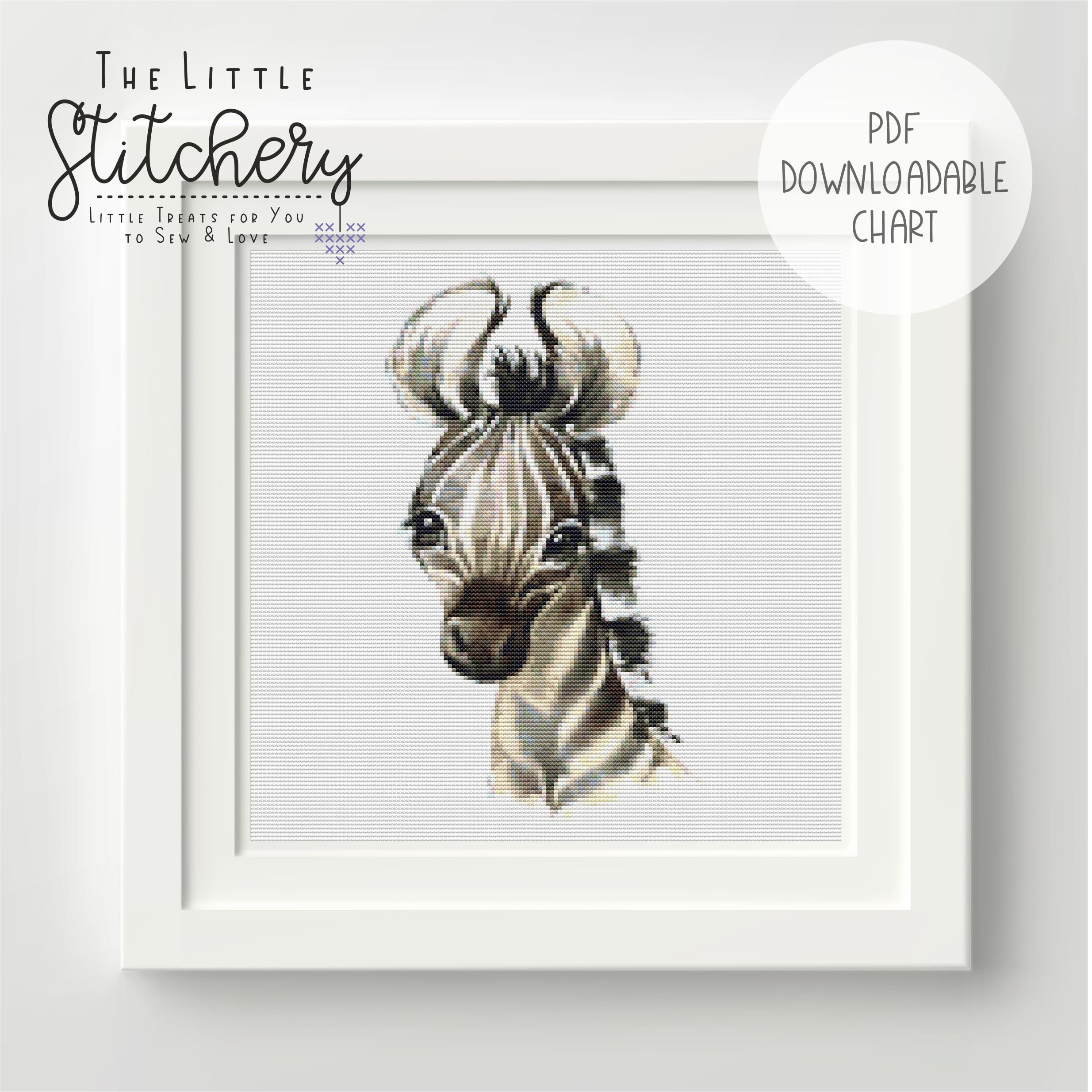 Zebra Downloadable Cross Stitch Chart - PDF Pattern, Digital, Counted ...