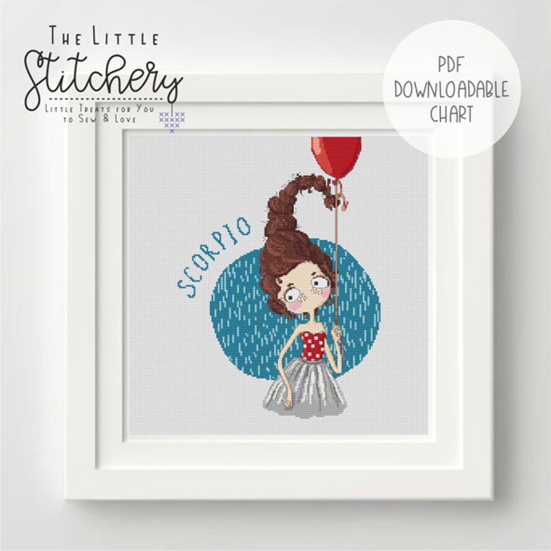 Zodiac Girl - Scorpio - PDF Pattern, Digital, Counted Cross Stitch - Etsy