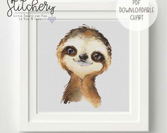 Sloth Downloadable Cross Stitch Chart PDF Pattern Digital - Etsy