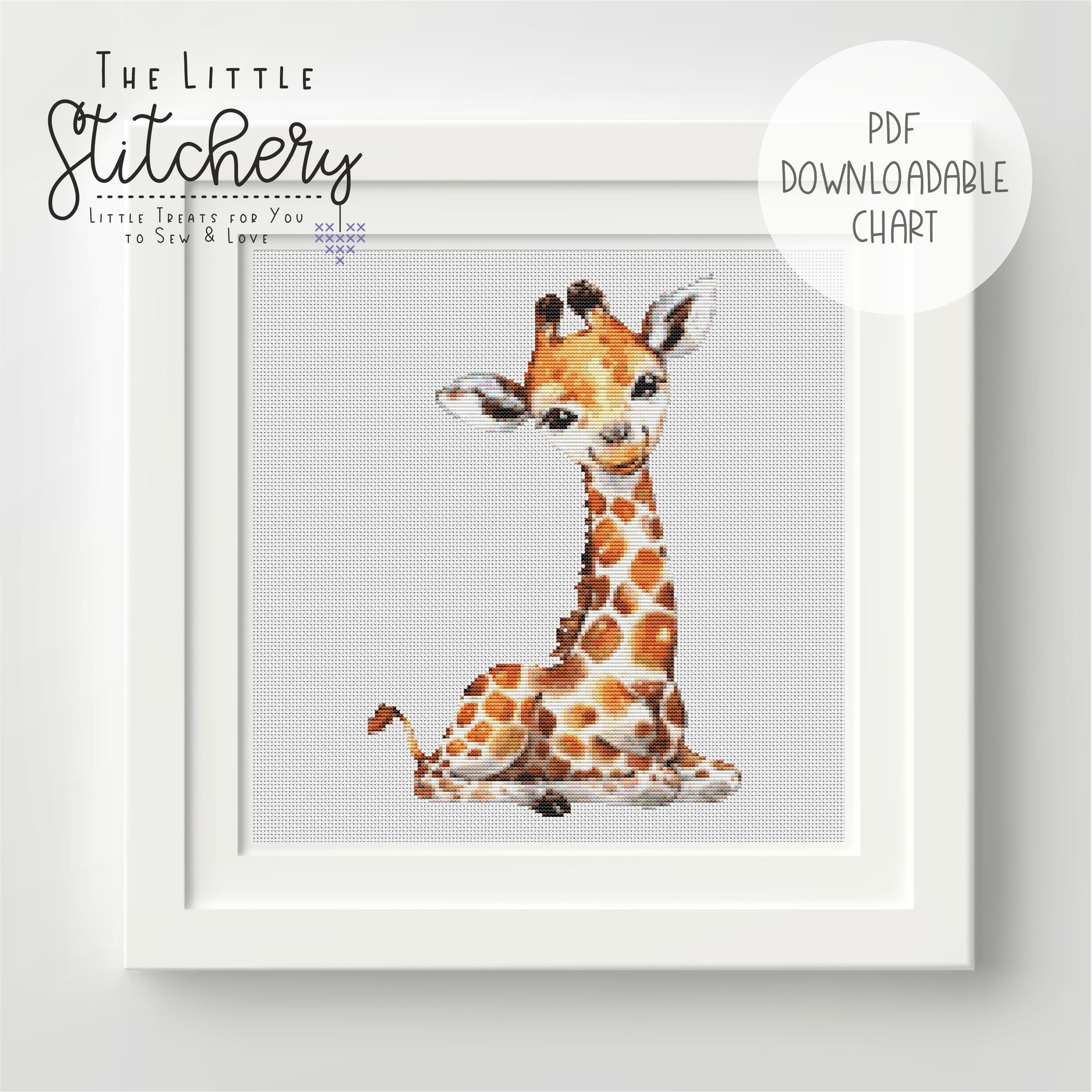 Giraffe Sitting Downloadable Cross Stitch Chart - PDF Pattern, Digital ...
