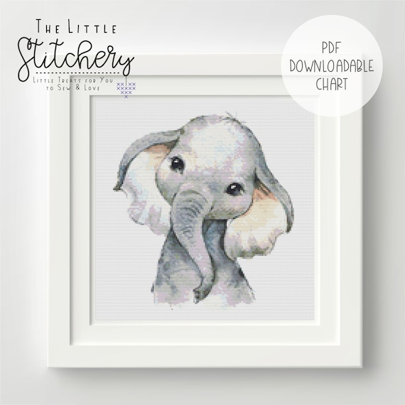 Craft Supplies & Tools Elephant Animal PDF Counted cross stitch pattern ...